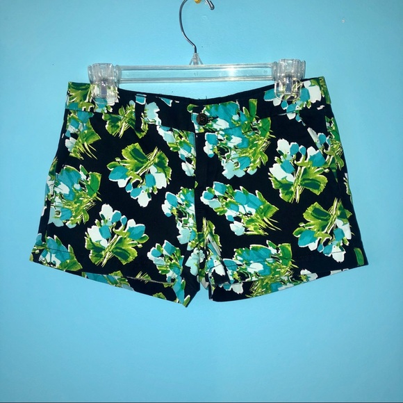 Merona | Shorts | Blue Green Floral Flower Shorts Summer Vacation ...